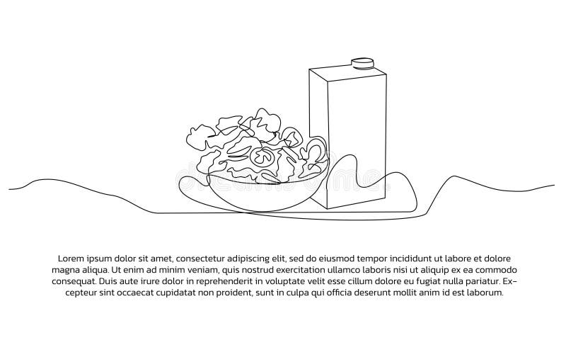 One Continuous Line Design of Milk and Vegetable Stock Vector ...