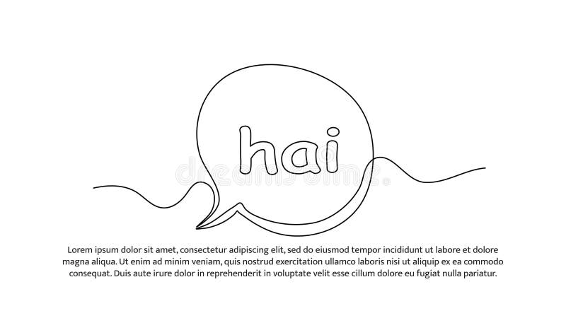 One Continuous Line Design of Simple Hi Word Speech Bubble Stock ...