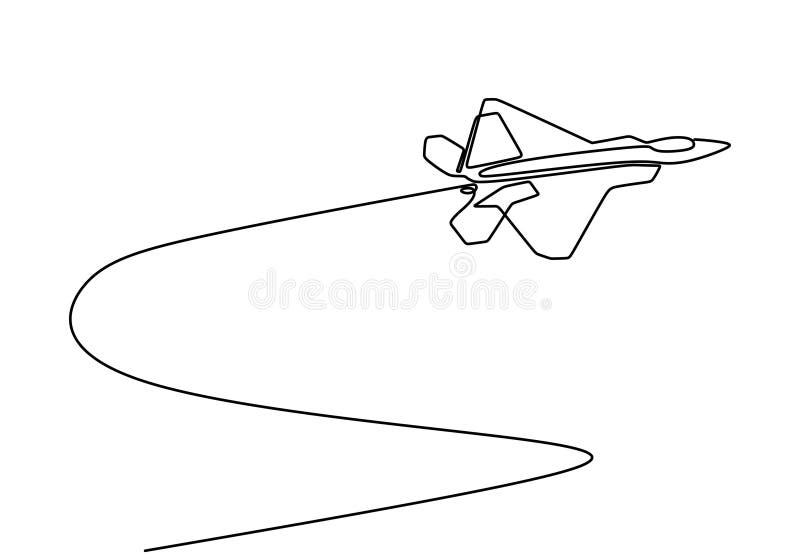 One Continuous Line Drawing of Airplane Jet Vehicle and Transportation ...
