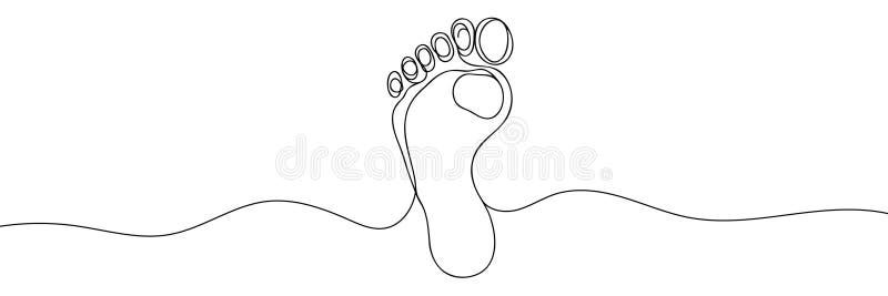 One Continuous Line Drawing of Bare Foot. Vector Illustration Stock ...