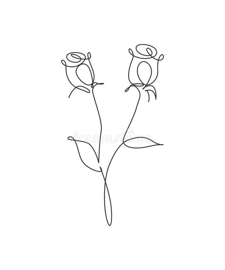 One Continuous Line Drawing Beautiful Abstract Rose Flower. Minimal ... One Continuous Line Drawing Beautiful Abstract Rose Flower. Minimal ...