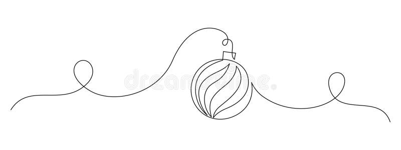 One Continuous Line Drawing of Christmas Ball. Festive Christmas Tree ...