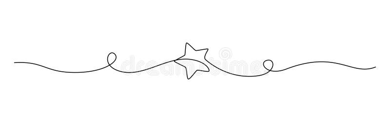 One Continuous Line Drawing of Christmas Frame and Border with Stars ...