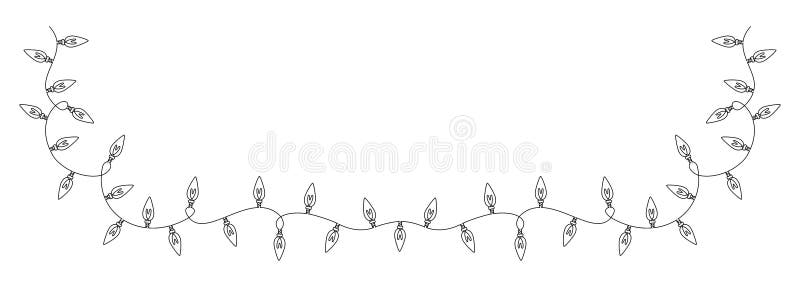 One Continuous Line Drawing of Christmas Garland with Light Bulbs ...