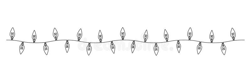 One Continuous Line Drawing of Christmas Garland with Light Bulbs ...