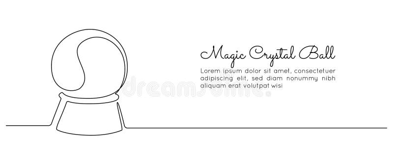 One Continuous Line Drawing of Crystal Ball. Mafic Glass Globe for ...