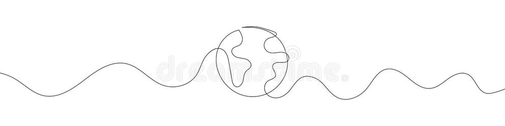 One Continuous Line Drawing of Earth. Earth Globe One Line Background ...
