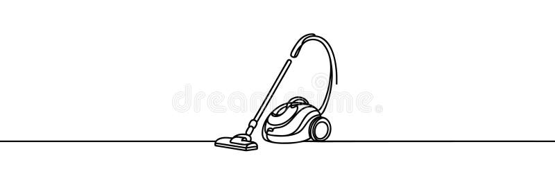 One Continuous Line Drawing of Electric Vacuum Cleaner Home Appliance ...