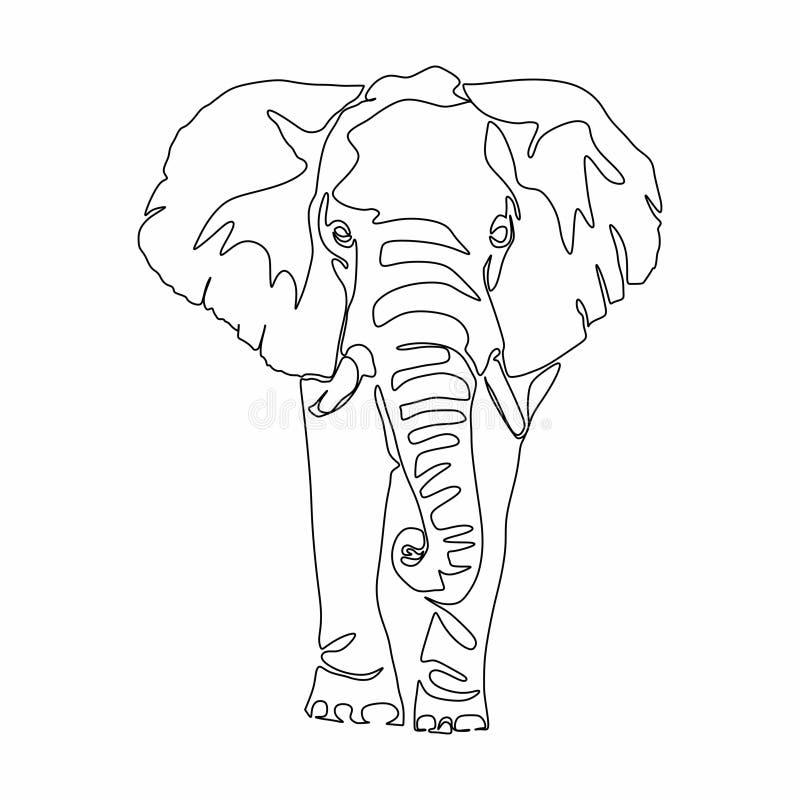 One Continuous Line Drawing of a Elephant. Single Line Draw Design ...