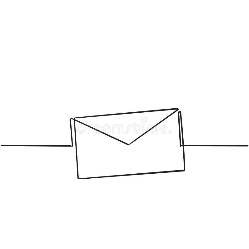 One Continuous Line Drawing of Email Icon Isolated on White Background ...