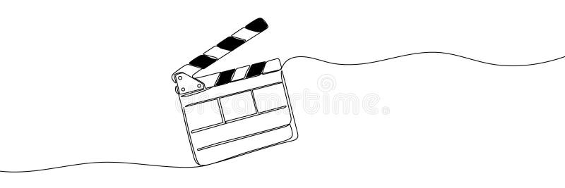 One Continuous Line Drawing of Film Clapperboard. Outline Editable ...