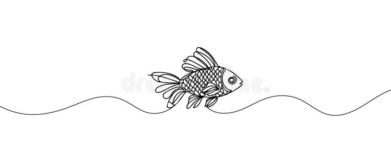 One Continuous Line Drawing of a Fish. Vector Illustration. Stock ...