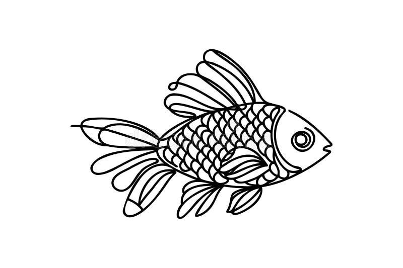 One Continuous Line Drawing of a Fish. Vector Illustration. Stock ...
