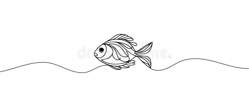 One Continuous Line Drawing of a Fish. Vector Illustration. Stock ...