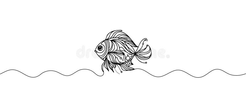 One Continuous Line Drawing of a Fish. Vector Illustration. Stock ...