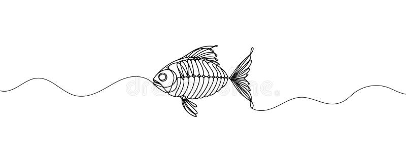 One Continuous Line Drawing of a Fish. Vector Illustration. Stock ...