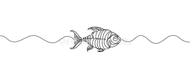 One Continuous Line Drawing of a Fish. Vector Illustration. Stock ...