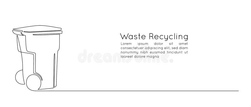 One Continuous Line Drawing of Garbage Container. Plastic Recycle Waste ...