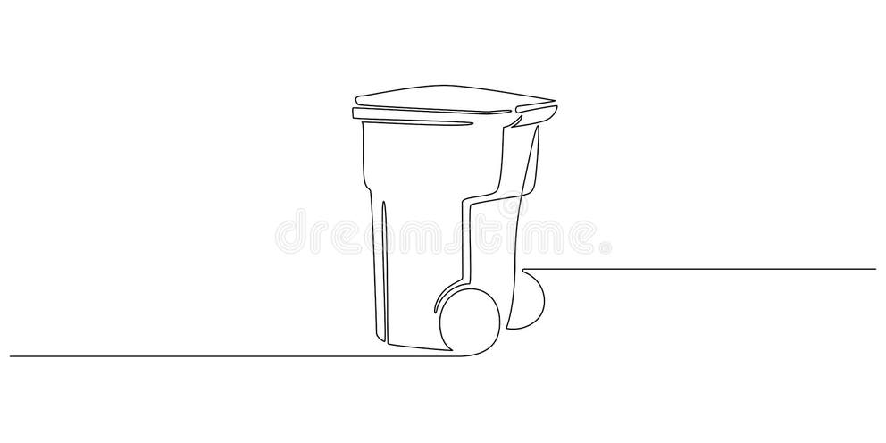 One Continuous Line Drawing of Garbage Container. Plastic Recycle Waste ...