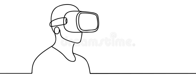 One Continuous Line Drawing of Glasses of Virtual Reality. Virtual Game ...