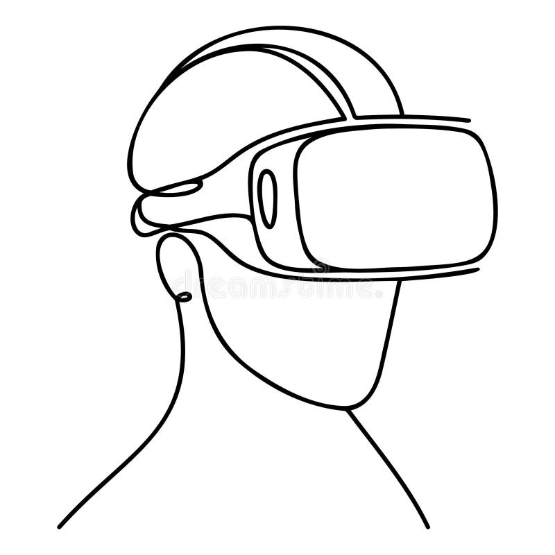 One Continuous Line Drawing of Glasses of Virtual Reality. Virtual Game ...