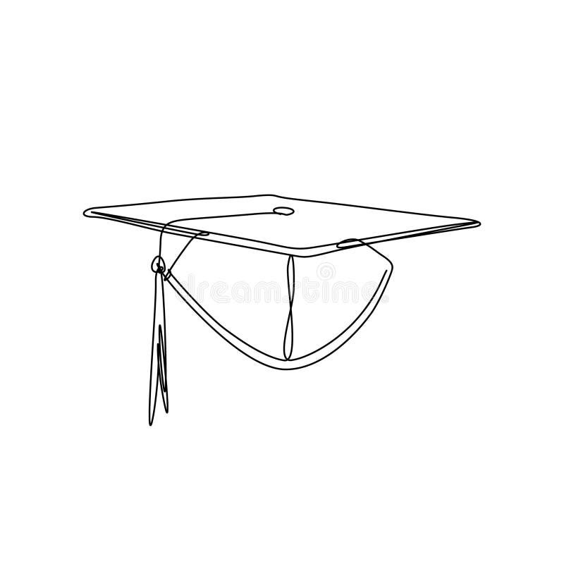 One Continuous Line Drawing of Graduation Cap Stock Vector ...