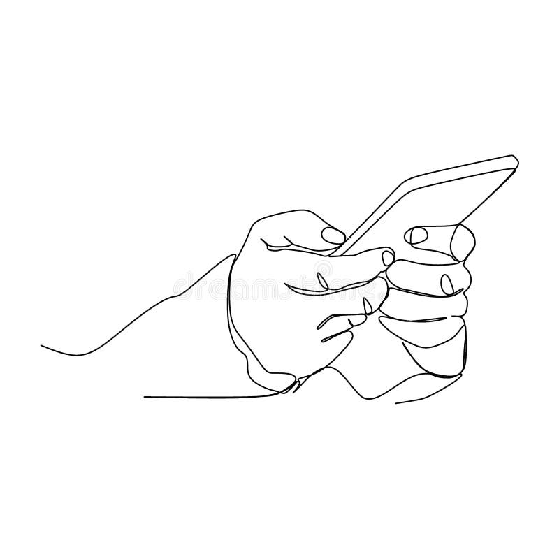 One Continuous Line Drawing of Hand Holding Phone or Smartphone. Modern ...