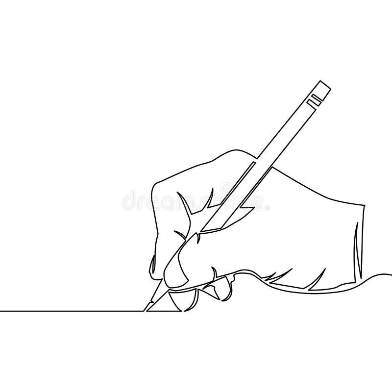 One Continuous Line Drawing of Hand Drawing a Line Stock Vector ...