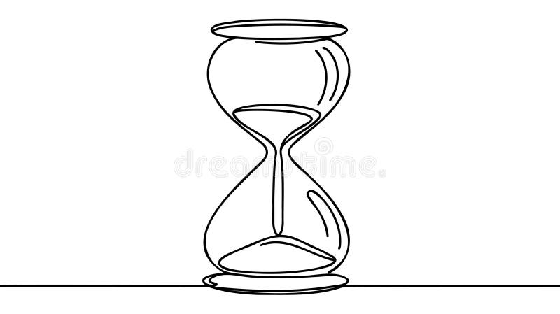 One Continuous Line Drawing Of Hourglass With Flow Sand Stock Illustration Illustration Of
