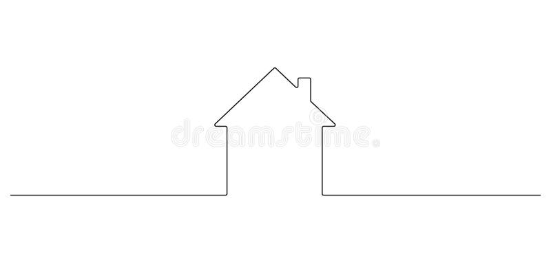 One Continuous Line Drawing of House Building. Symbol Home Architecture ...