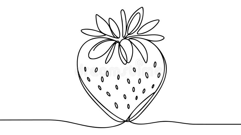 One Continuous Line Drawing of Isolated Vector Object - Strawberry 向量例证 ...
