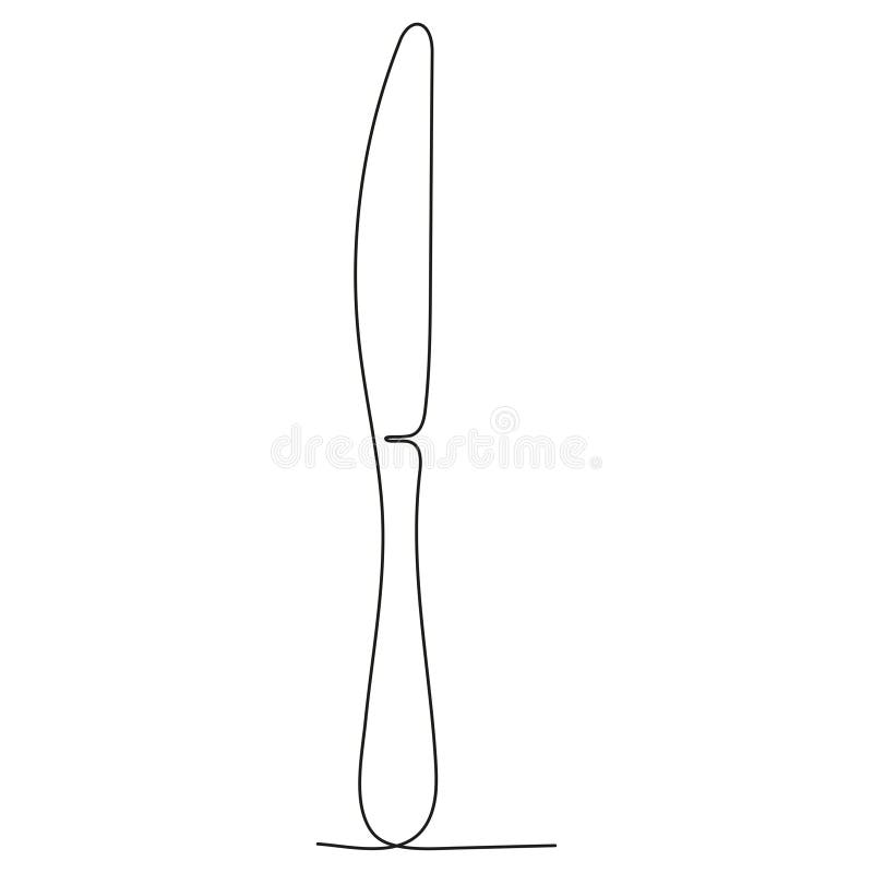 One Continuous Line Drawing of Knife. Editable Stroke. Vector ...
