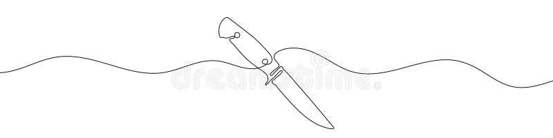 One Continuous Line Drawing of Knife. Knife Linear Background Stock ...