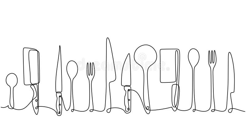 Spoons Line Drawing Stock Illustrations – 338 Spoons Line Drawing Stock ...