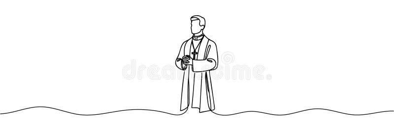 One Continuous Line Drawing of a Male Priest Stock Vector ...
