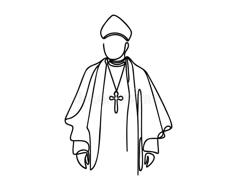 One Continuous Line Drawing of a Male Priest Stock Illustration ...