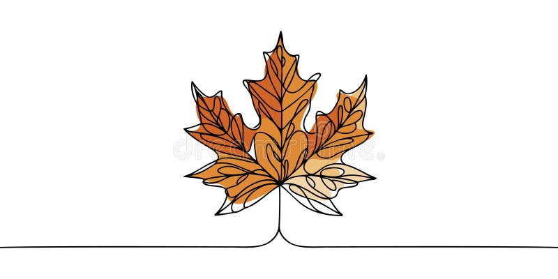 One Continuous Line Drawing of Maple Leaf. Maple Leaf Line Art in ...