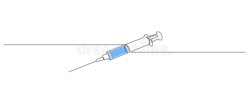 One Continuous Line Drawing of Medicine Syringe. Pharmaceutical ...