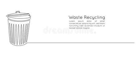 One Continuous Line Drawing of Metallic Garbage Container. Recycling ...