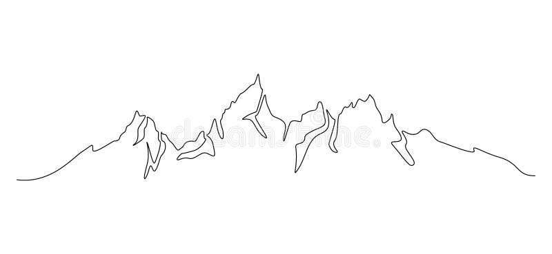 One Continuous Line Drawing of Mountain Range Landscape. Minimalistic ...