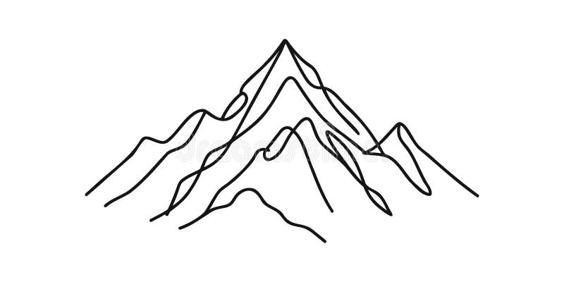 One Continuous Line Drawing of Mountain. Vector Illustration Stock ...