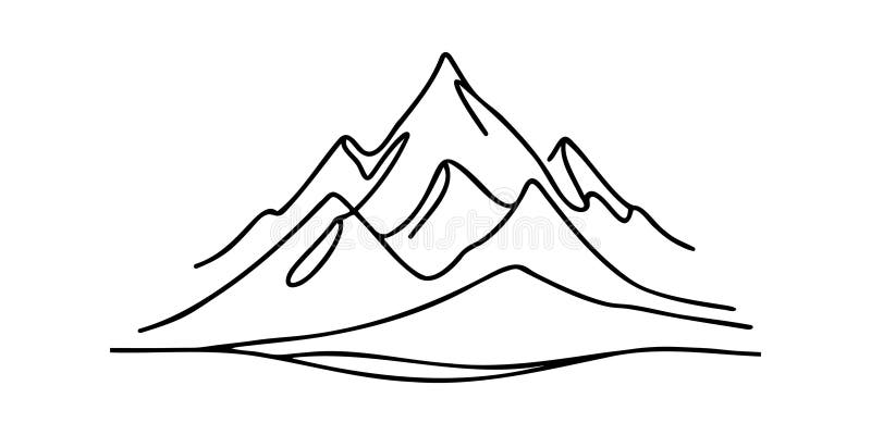 One Continuous Line Drawing of Mountain. Vector Illustration Stock ...