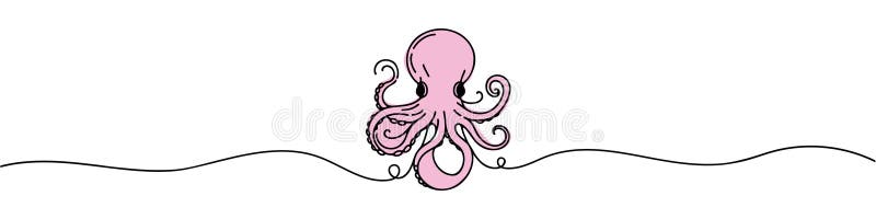 One Continuous Line Drawing of an Octopus Stock Vector - Illustration ...