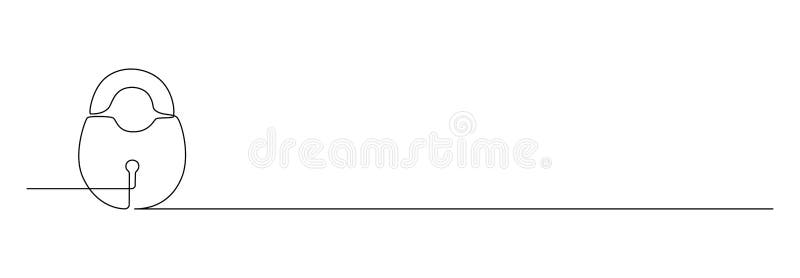One Continuous Line Drawing of Padlock. Outline Symbol Password Lock ...