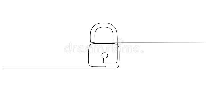 One Continuous Line Drawing of Padlock. Outline Symbol Password Lock ...