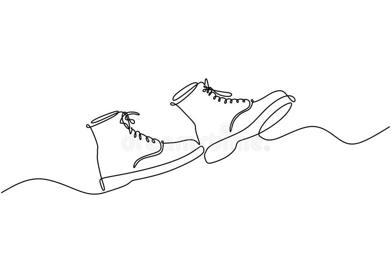 One Continuous Line Drawing a Pair of Shoes Boots Stock Vector ...