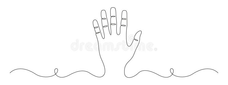 One Continuous Line Drawing of Palm of Hand. Human Arm in Simple Linear ...