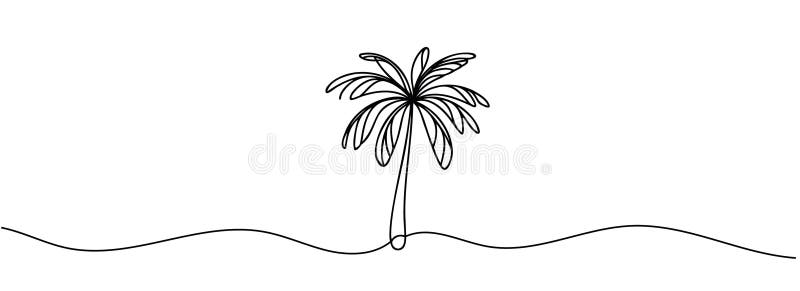 One Continuous Line Drawing of a Palm Tree. Decorative Coconut Tree ...