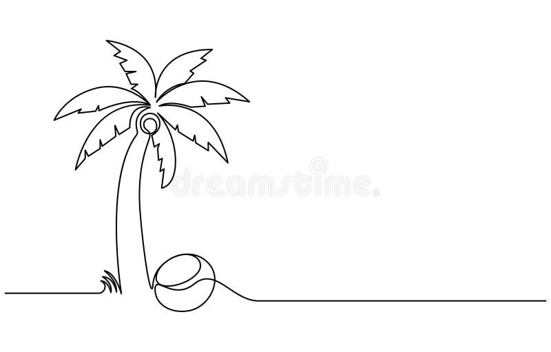 One Continuous Line Drawing of Palm Tree Stock Illustration ...