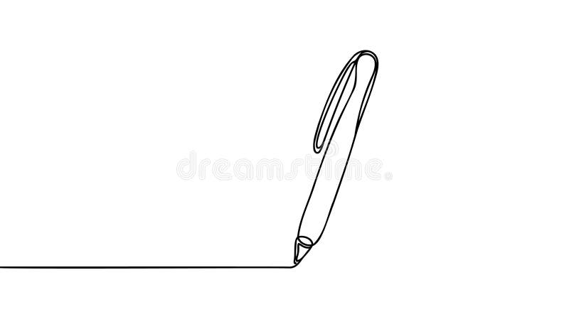 One Continuous Line Drawing of Pen. Pencil Symbol of Study and ...